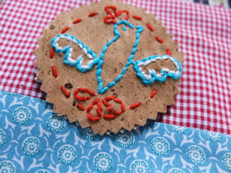 Cork Fabric Craft Kit Hand Made Brooch Embroidery Kit DIY - Etsy