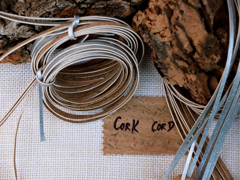 Silver and Natural Flat Cork Cord, 3mm (1/8") Wide, 4 or 8 Pcs ...