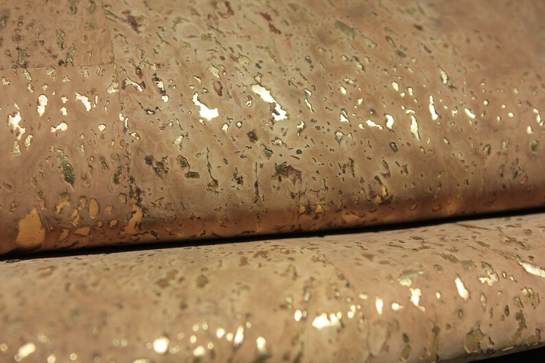 Gold Flecked Cork Fabric Metallic Gold Cork Leather Sheet | Etsy