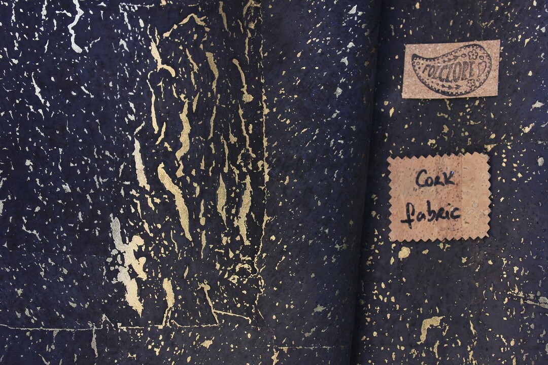 Black With Gold Metallic Flecks Cork Leather by the Yard / Meter. Cork ...