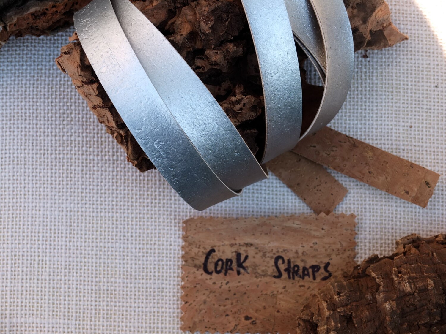 Silver and Natural Cork Strap, 1 Meter (39 3/8") X 2cm Wide (3/4 ...