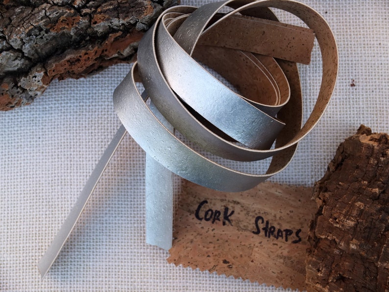 Silver and Natural Cork Strap, 1 Meter (39 3/8") X 2cm Wide (3/4 ...