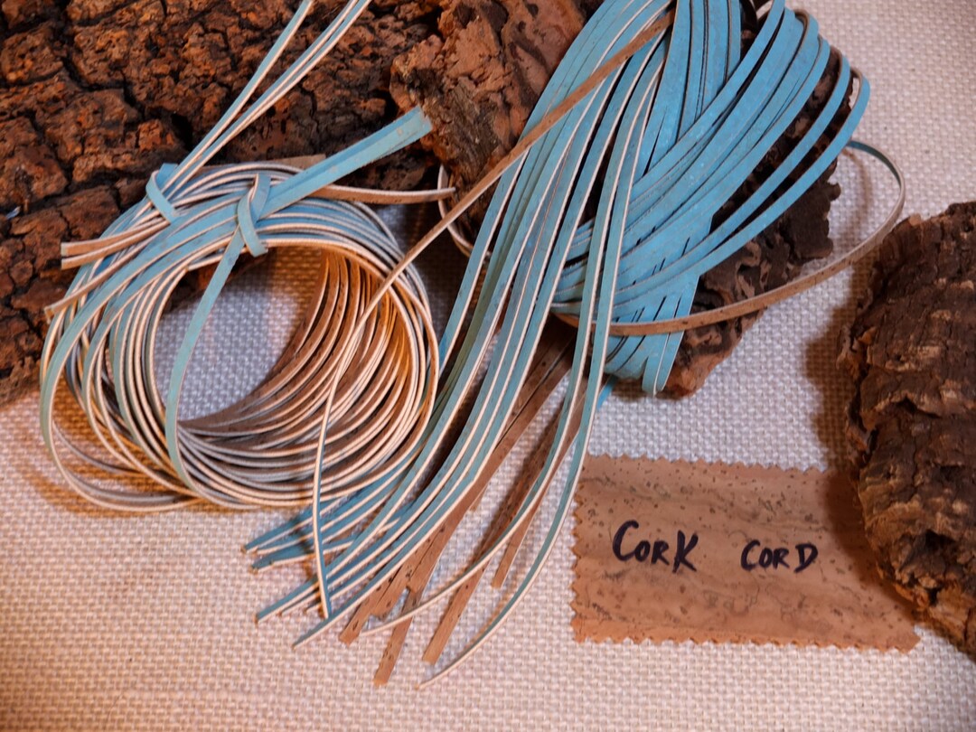 Cork Lace Blue and Natural, 3mm (1/8") Wide, 4 or 8 Pcs Depending on ...