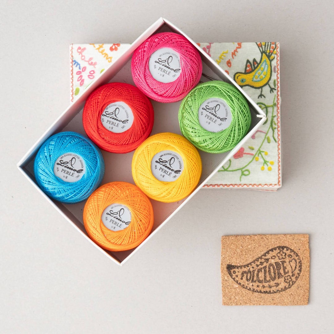 Limol Embroidery Floss Box With Six Pearl Cotton Size 8 Balls. Lover's ...