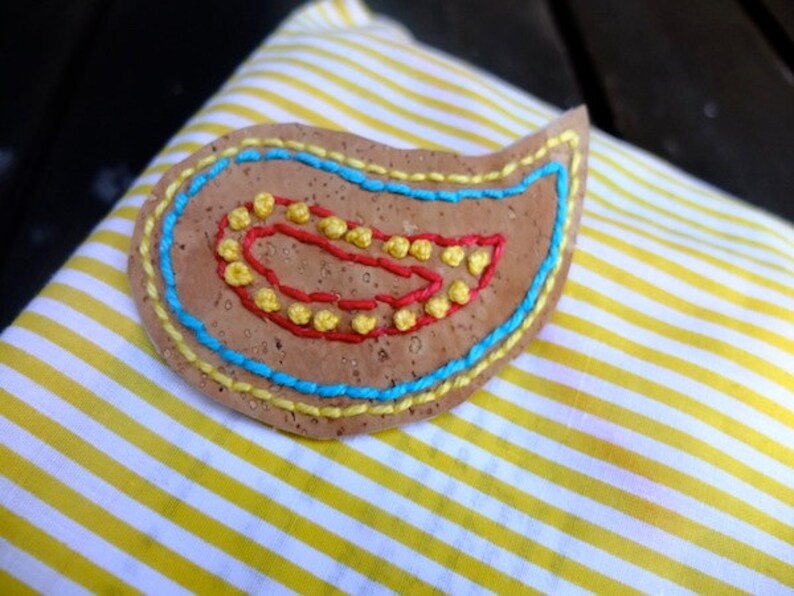 Cork Fabric Craft Kit, Hand Made Brooch Embroidery Kit, DIY Cork ...