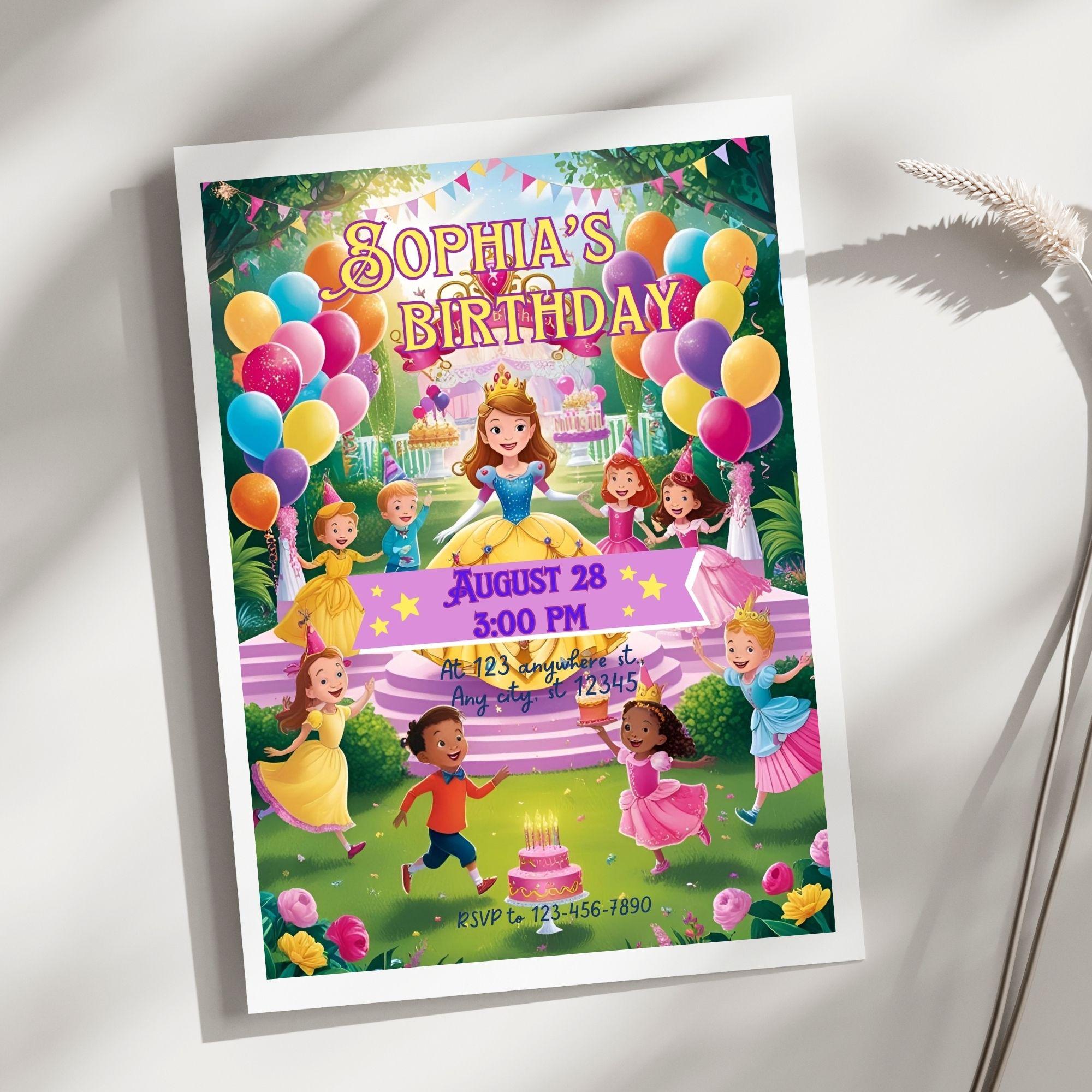 Editable Princess Birthday Invitation, Magical Party Theme, Printable ...