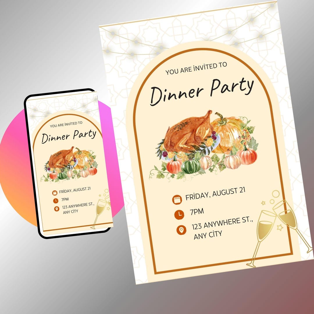 Editable Dinner Party Invitation, Birthday Dinner Invite, Dinner With ...