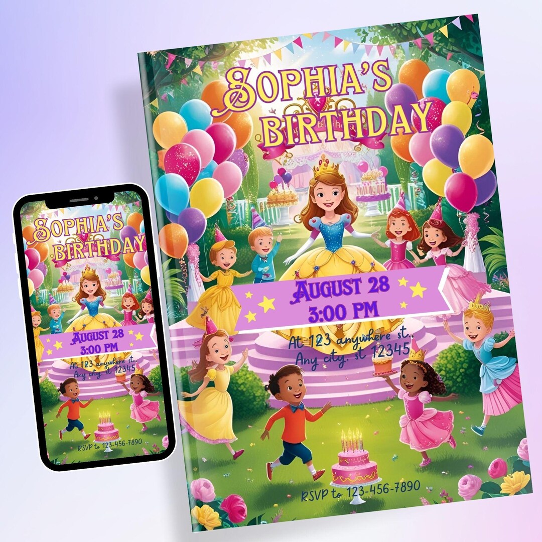 Editable Princess Birthday Invitation, Magical Party Theme, Printable ...