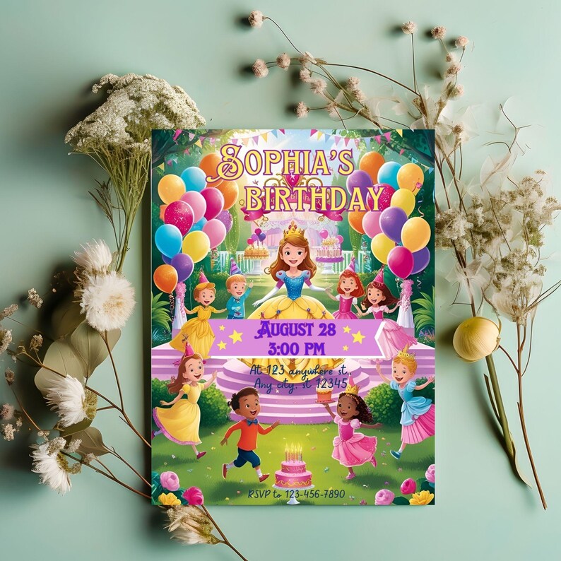 Editable Princess Birthday Invitation, Magical Party Theme, Printable ...
