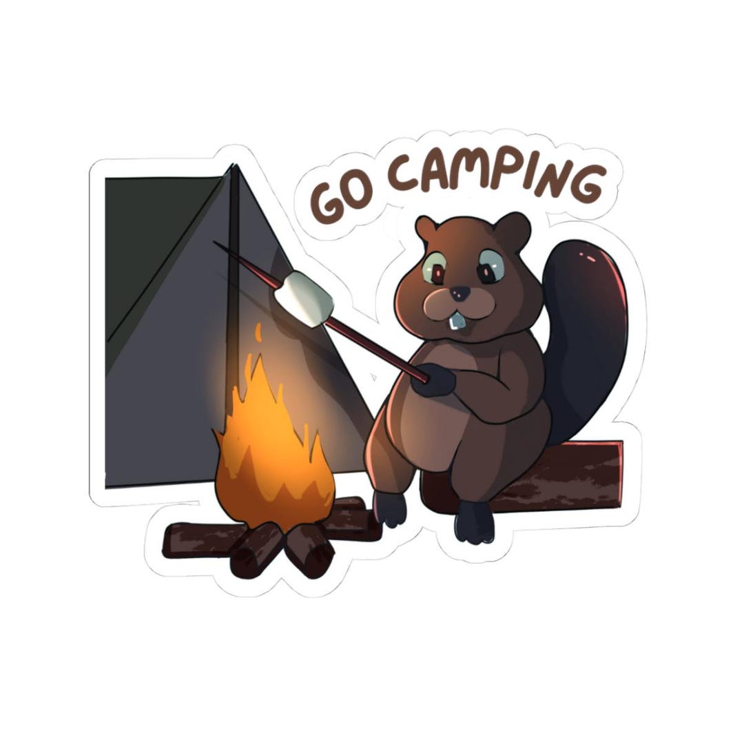Camping Beaver Kiss-cut Stickers, Outdoor Adventure Decals, Cute ...
