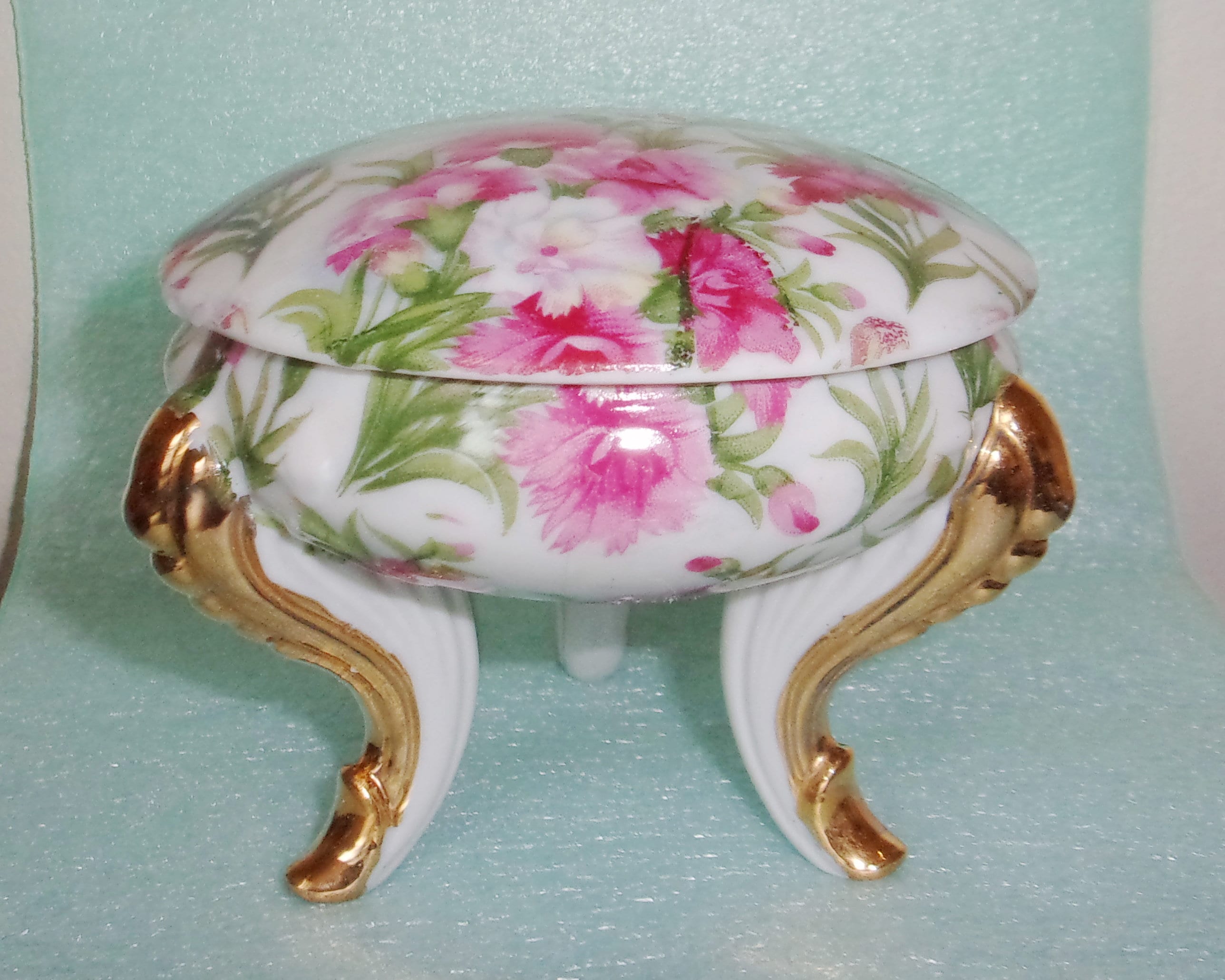 3 Legged Floral Trinket Box / Vanity Jar/dresser Jar - Etsy