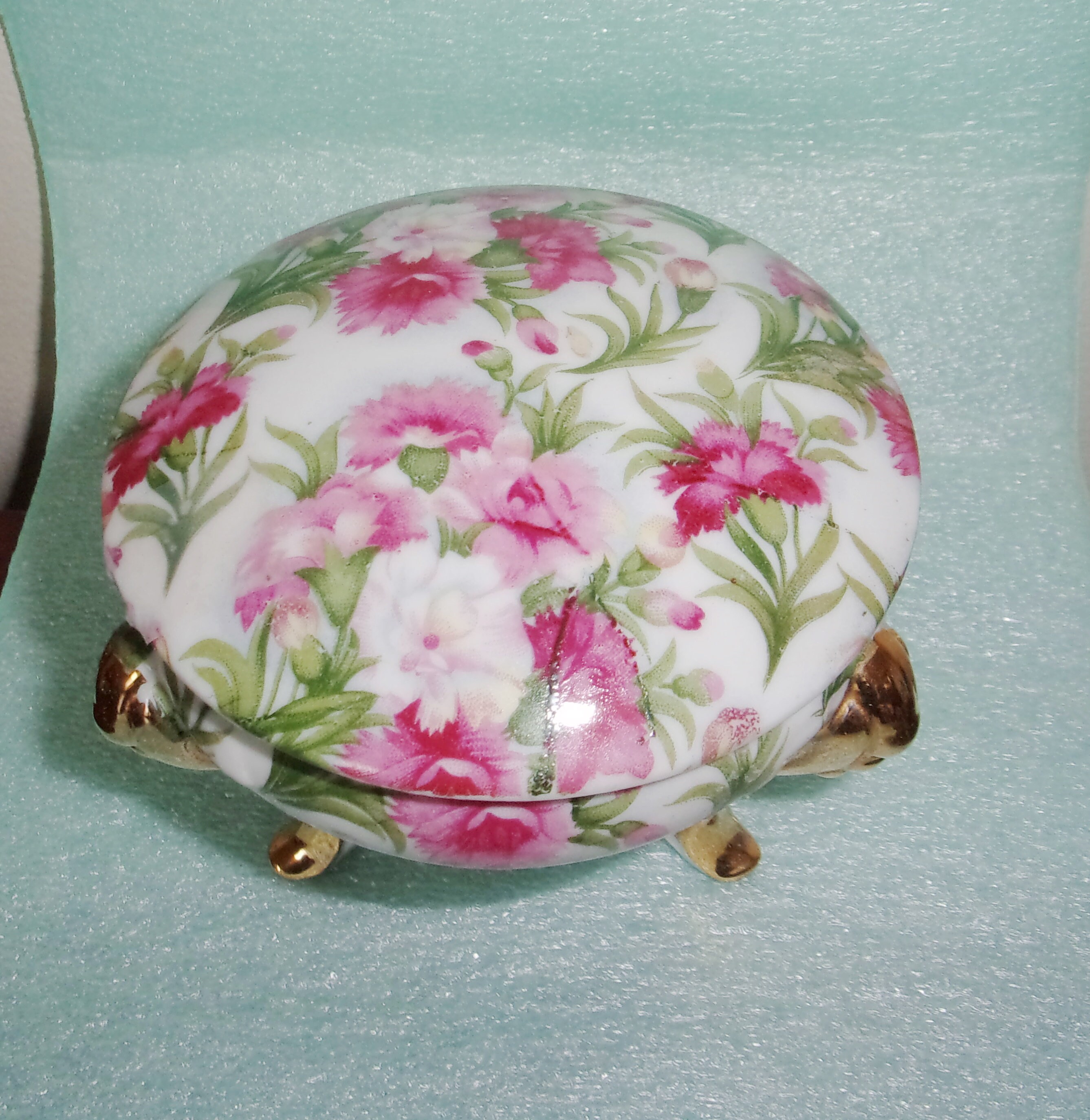 3 Legged Floral Trinket Box / Vanity Jar/dresser Jar - Etsy