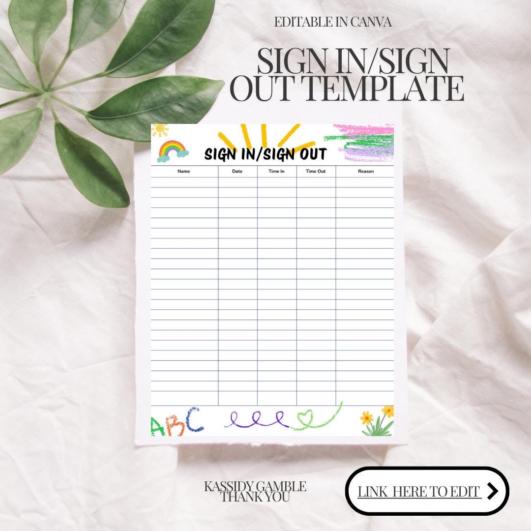 Sign In/ Sign Out Template - Etsy UK