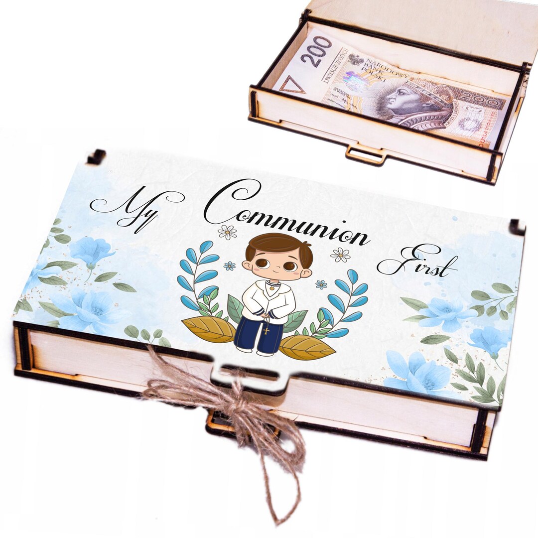 First Holy Communion Money Box – Wooden Printed Gift - Etsy