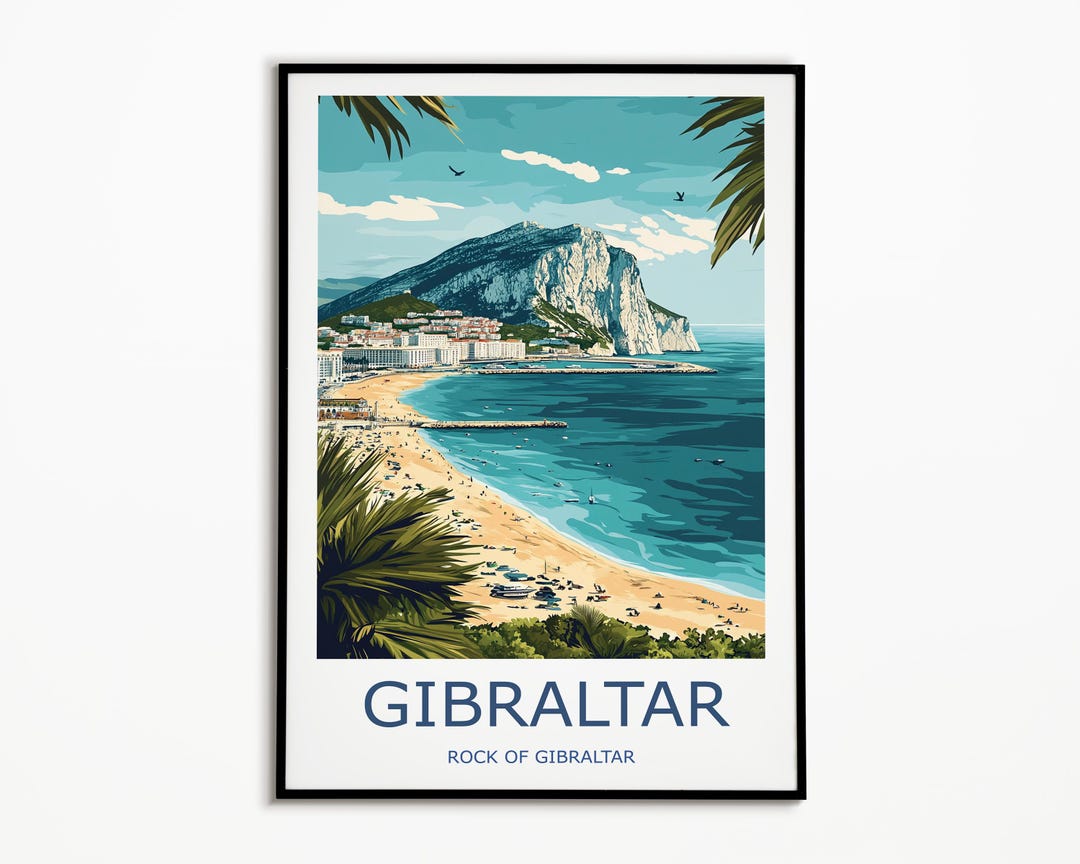 Gibraltar Travel Print - Rock of Gibraltar, Travel Poster, Travel Art ...