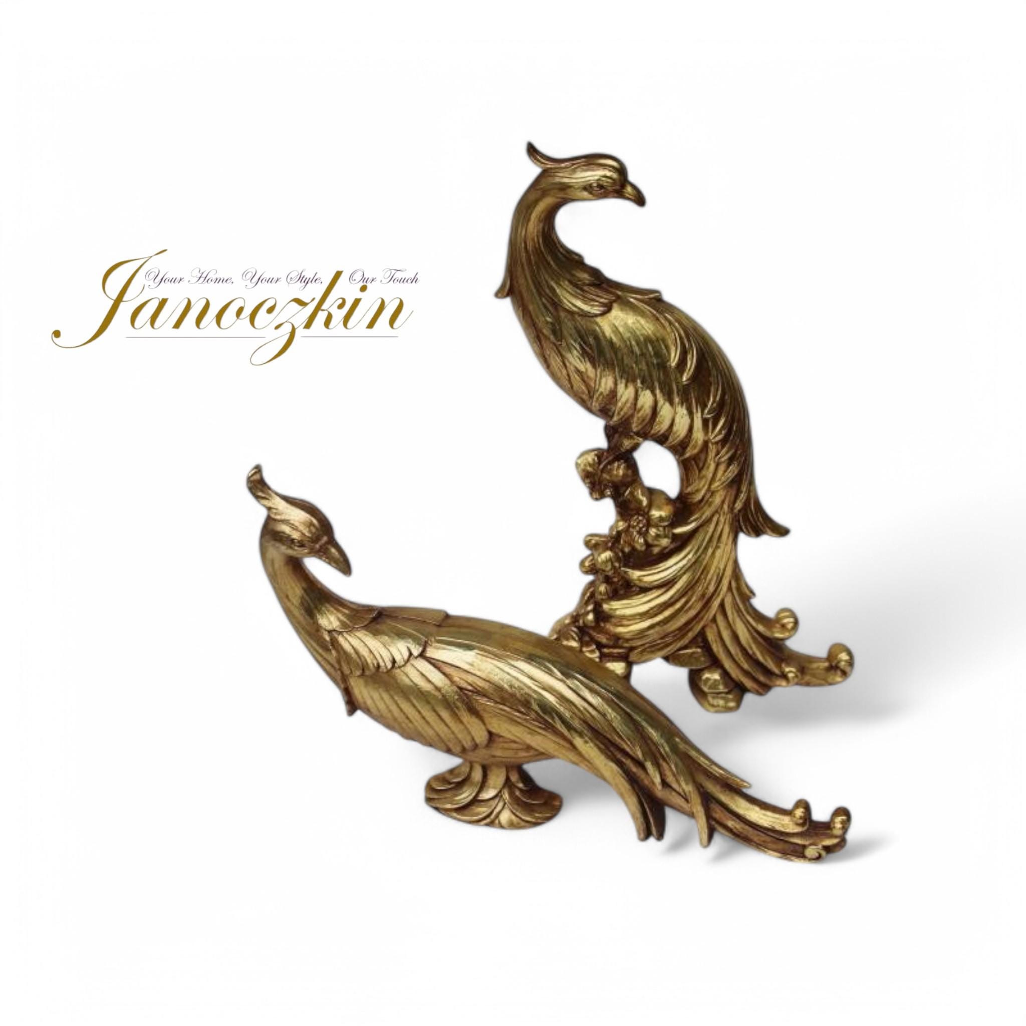 Syroco Gilt Wood Peacock Pair – Original Labels, Elegant Mid-century ...
