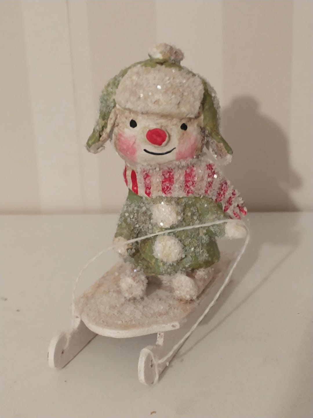 Sledding Snowman - Folk Art Snowman - Whimsical Snowman - Paper Mache ...