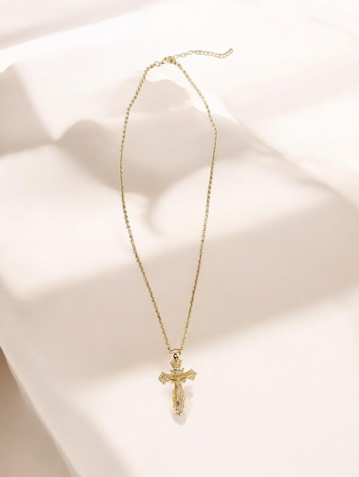 Gold Crucifix Necklace, Religious Jewelry, Faith Necklace, Elegant ...