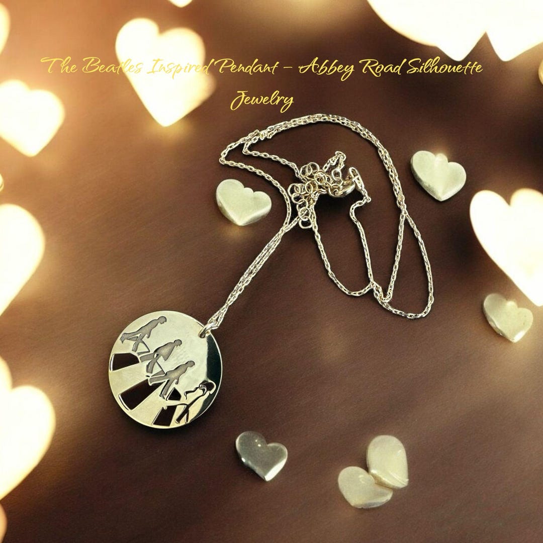 Abbey Road Beatles Necklace ,925 Sterling Silver, Gold Plated Pendant ...