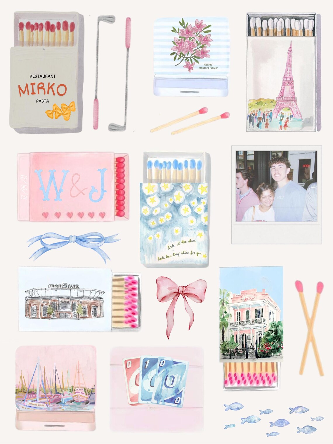 Preppy Watercolor Custom Matchbox Print - Etsy