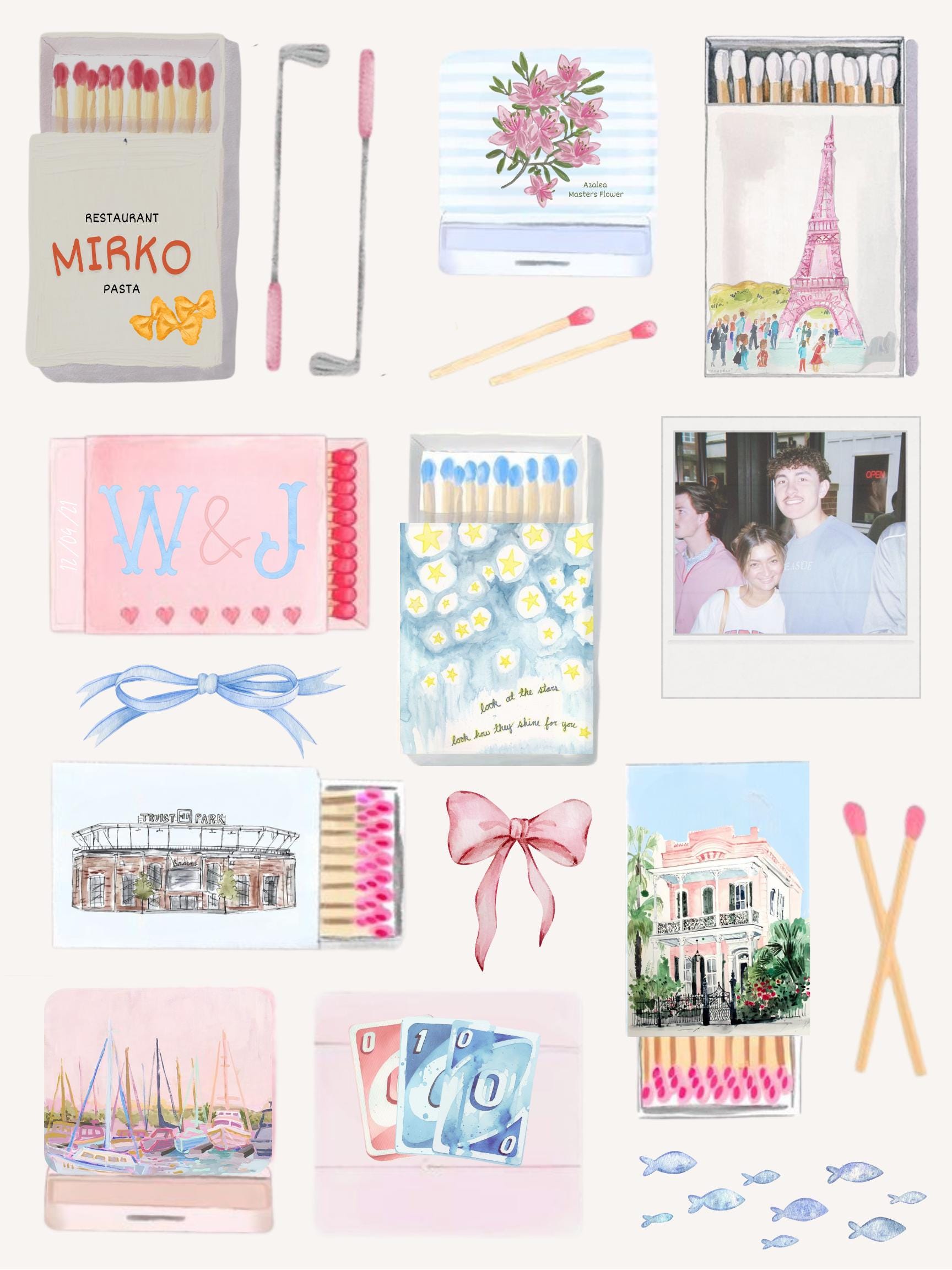 Preppy Watercolor Custom Matchbox Print - Etsy