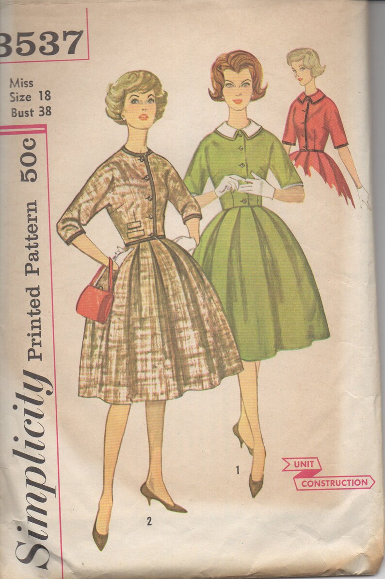 Simplicity 3537 60's Two Piece Suit Dress Pattern - Etsy