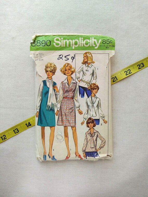 Vintage 1970s Simplicity 8890 Sewing Pattern Jumper Blouse - Etsy.de