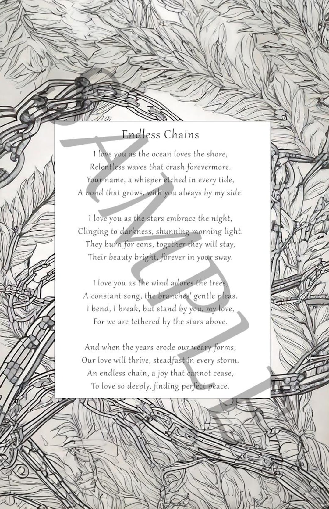 Beautiful Love Poem: Endless Chains of Longing and Devotion - Etsy