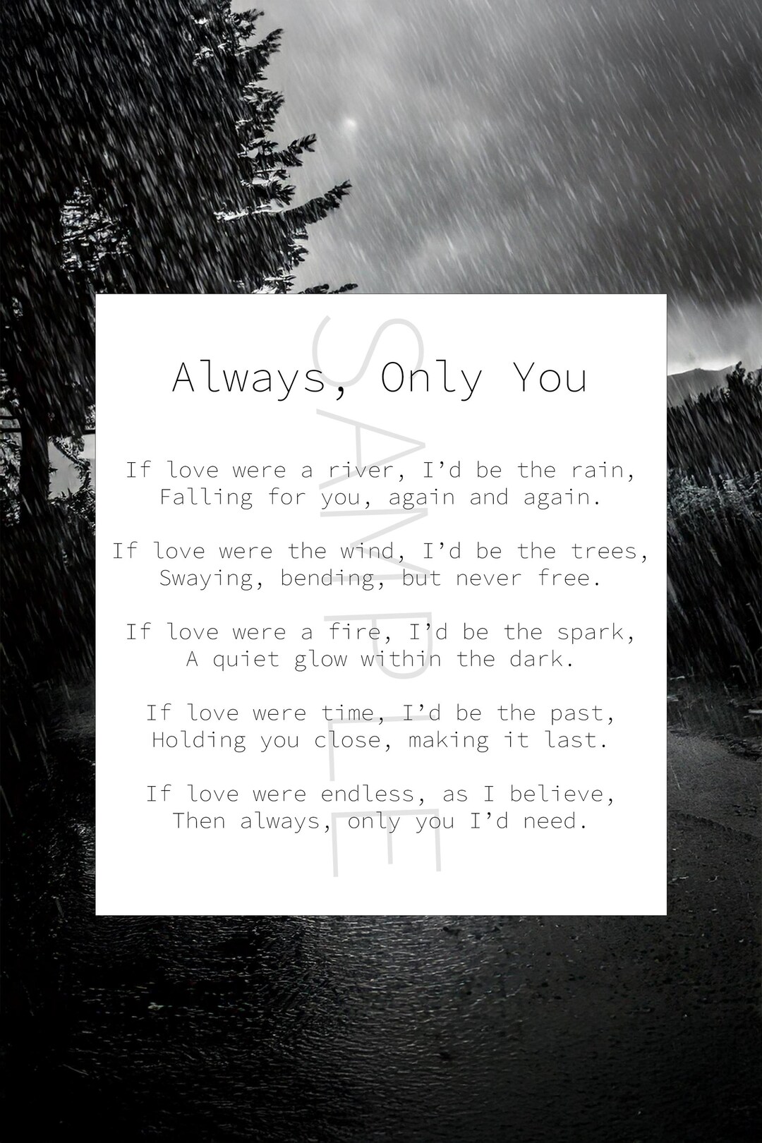 Beautiful Love Poem: Always, Only You - Etsy