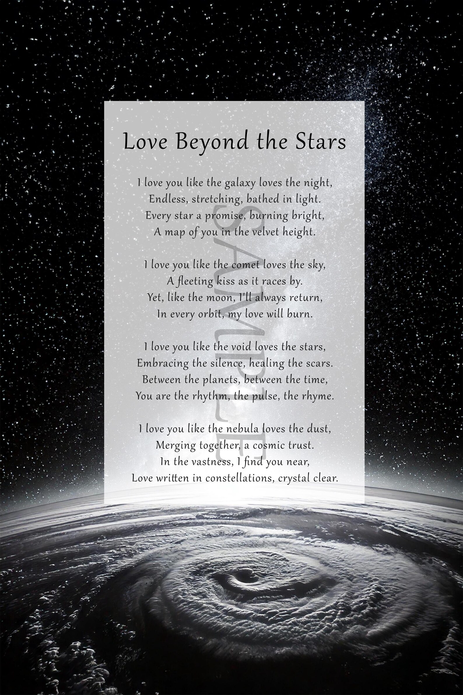 Beautiful Love Poem: Love Beyond the Stars - Etsy