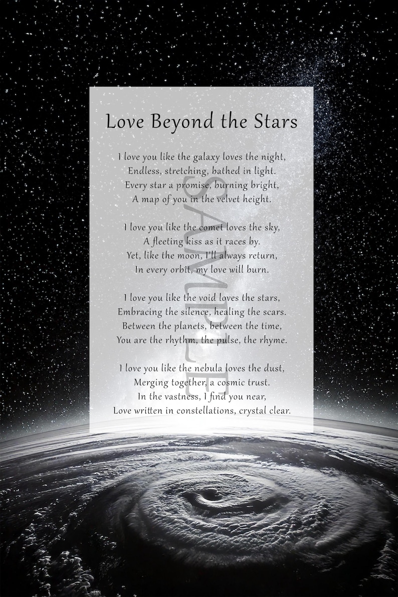 Beautiful Love Poem: Love Beyond the Stars - Etsy