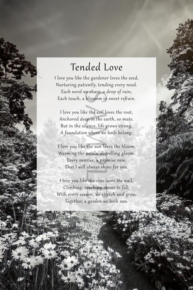 Beautiful Love Poem: Tended Love - Etsy