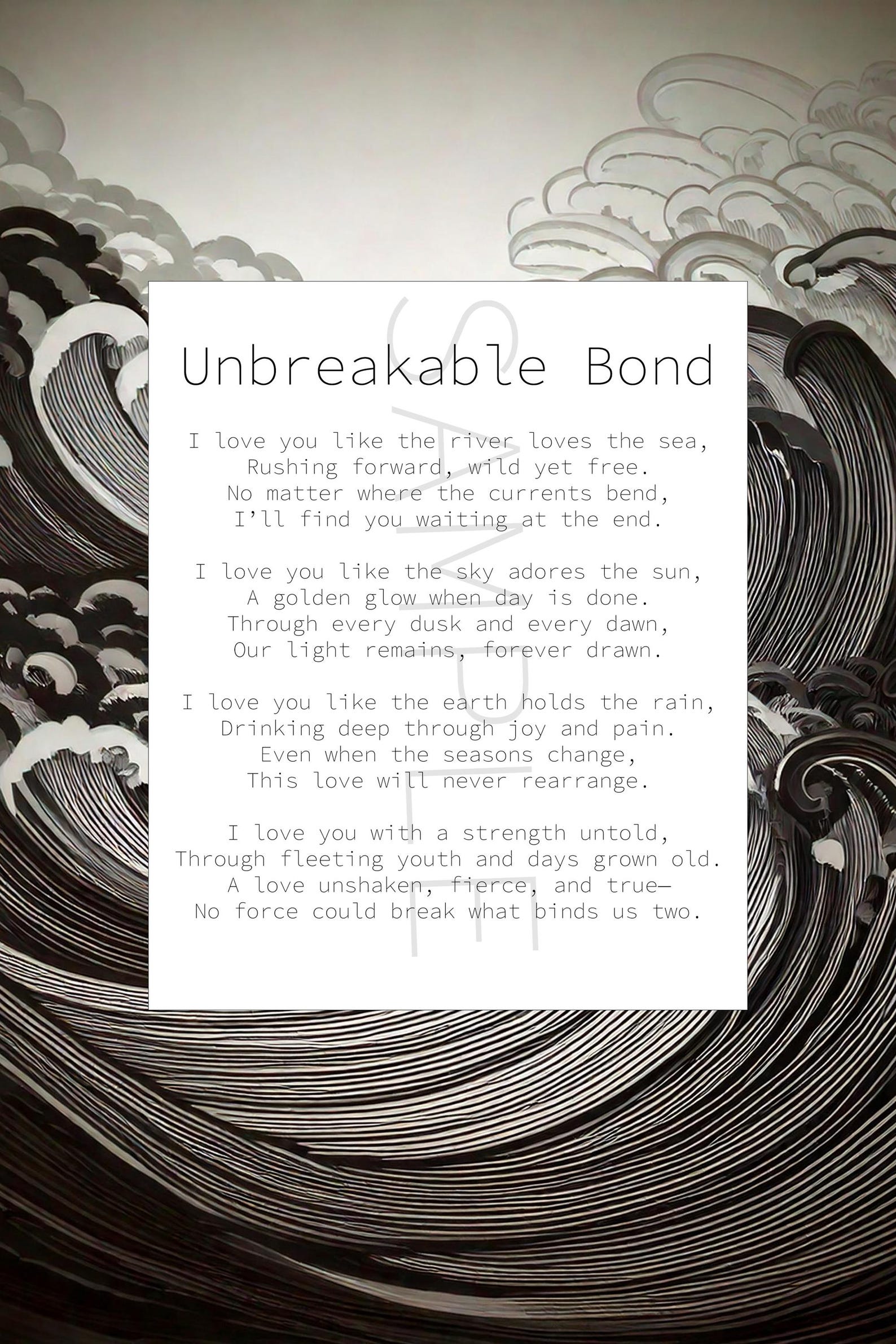 Beautiful Love Poem: Unbreakable Bond - Etsy
