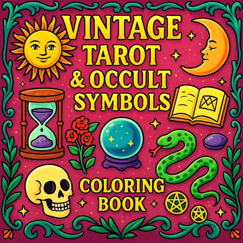 Vintage Tarot Coloring Book: Bold & Easy Occult Designs (PDF + PNG - Etsy
