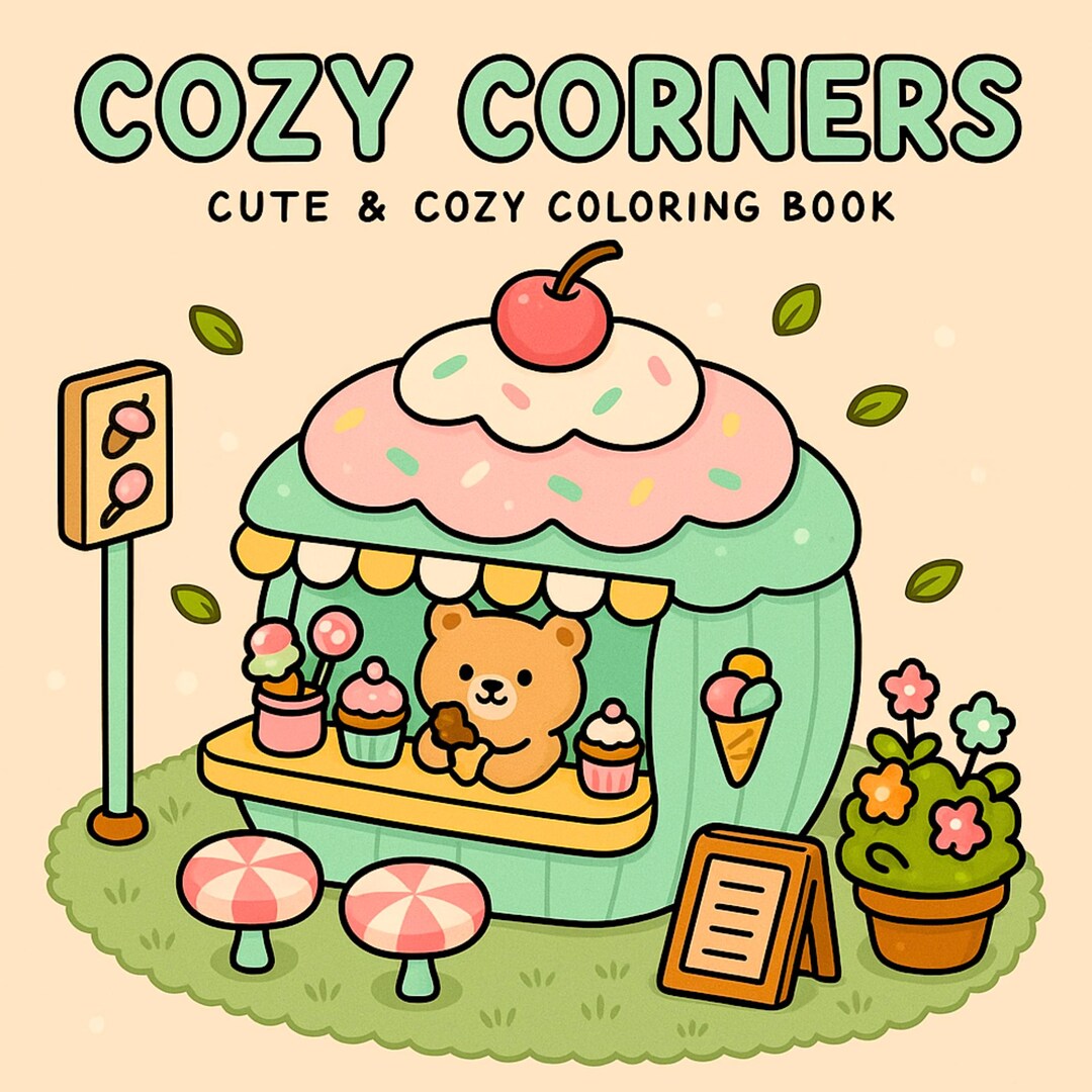 Cozy Corners Coloring Book PDF + PNG Full Digital Version Comfy Space ...