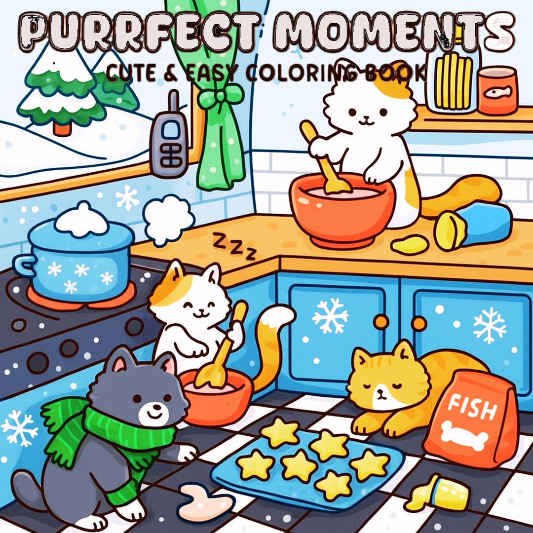 Cute Kawaii Cat Coloring Book for Adults & Teens – 58 Pages (printable ...
