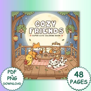Cosy Friends Vetgedrukt en gemakkelijk kleurboek, 48 schattige ...