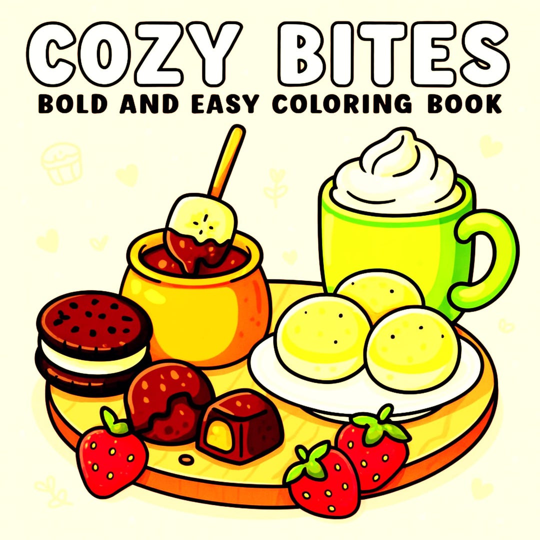 Cozy Bites Coloring Book – 48 Kawaii Food Illustrations (PDF + PNG) - Etsy