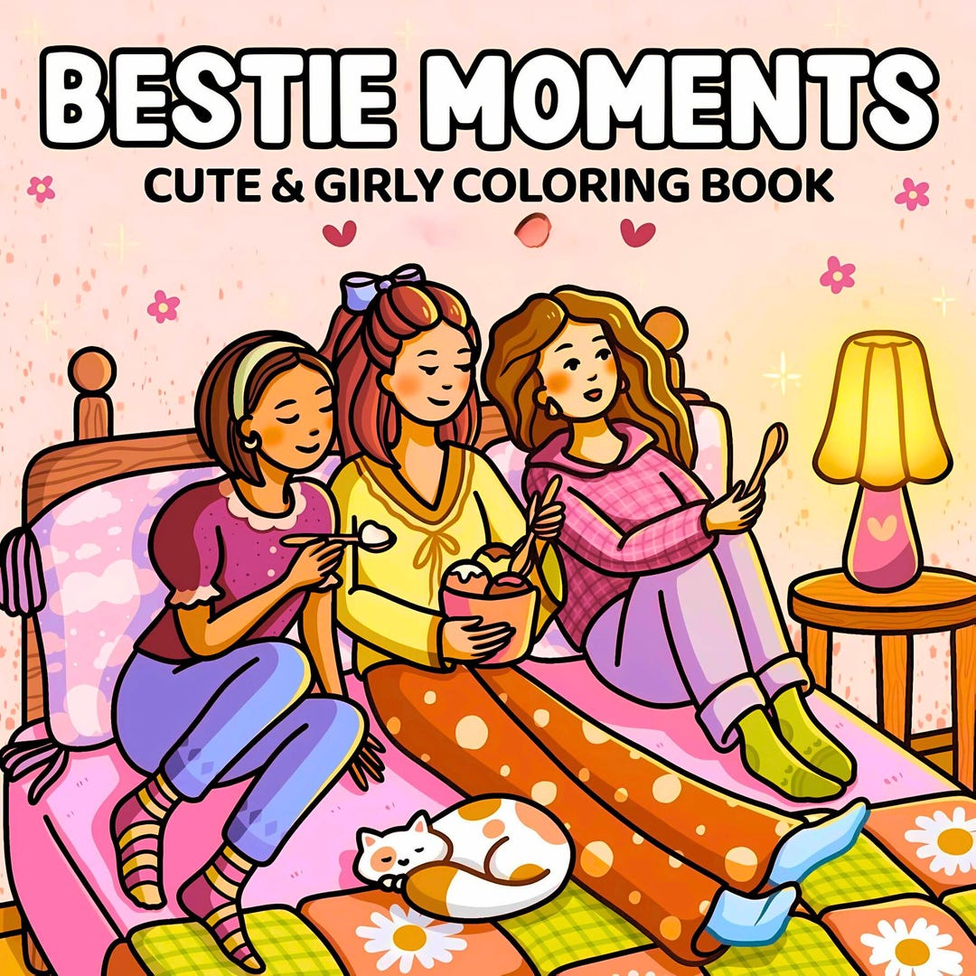 Best Friend Moments, A Coloring Book for Adults and Teens With Cute ...