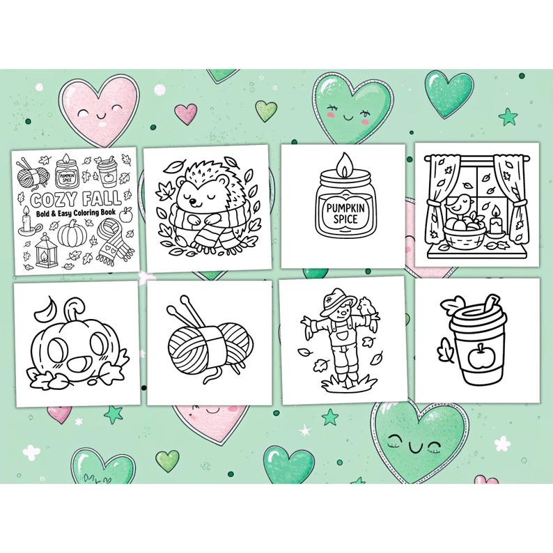 Cozy Autumn Coloring Book, Coco Wyo Style (PDF & PNG) - Etsy