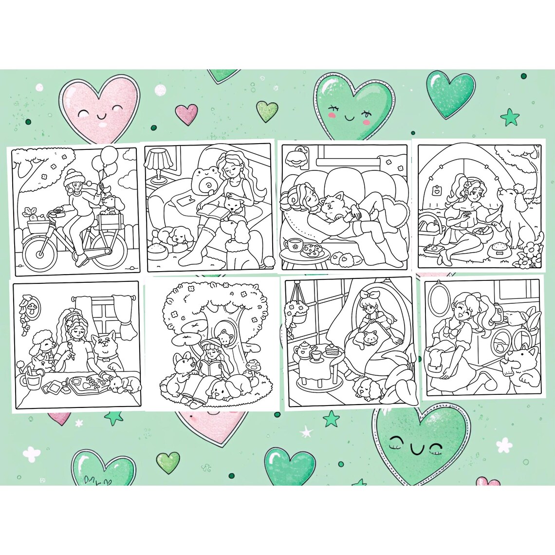 Dog Mom Coloring Book: 35 Kawaii Pages, Bold & Easy (PDF + PNG) - Etsy