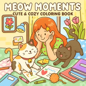 Meow Moments Coloring Book | 43 Pages Cat and Chill (PDF & PNG) - Etsy