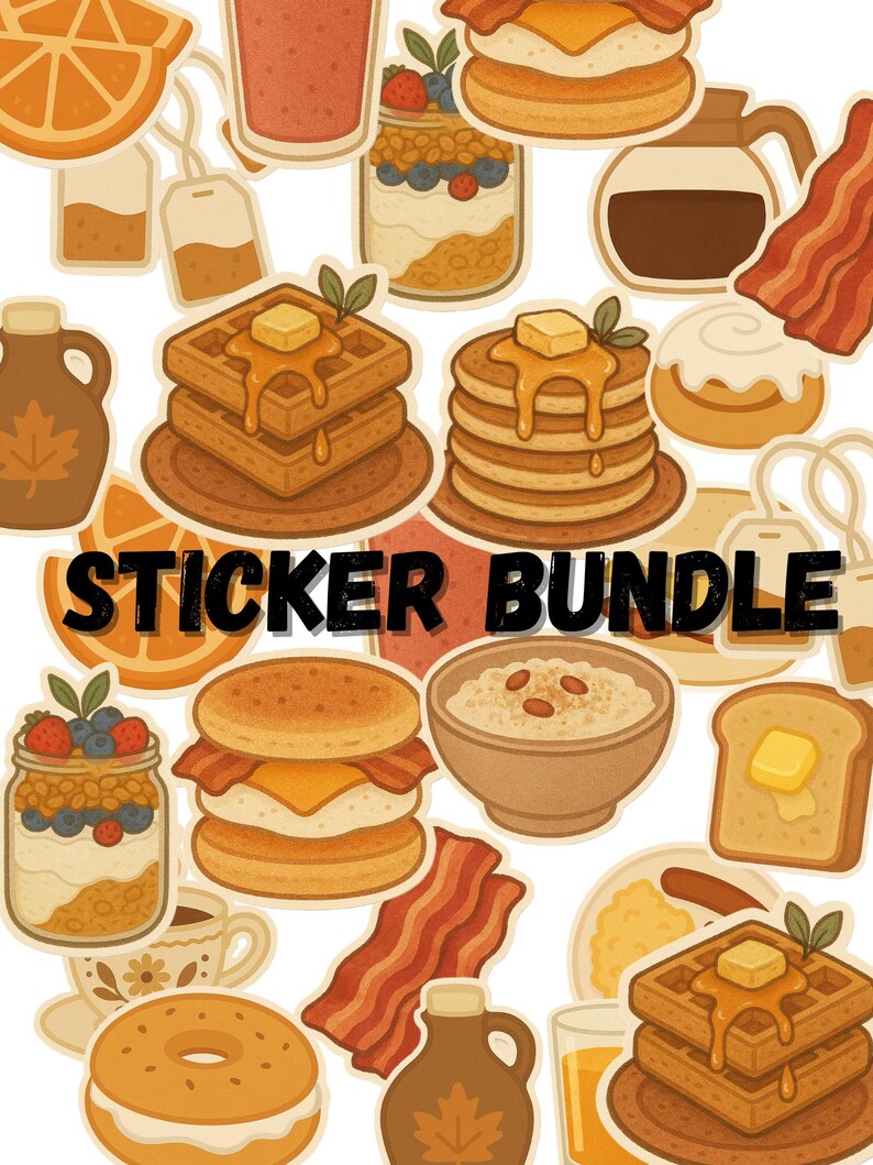 Kawaii Breakfast PNG Bundle – Cute Digital Food Stickers | Pngs for ...