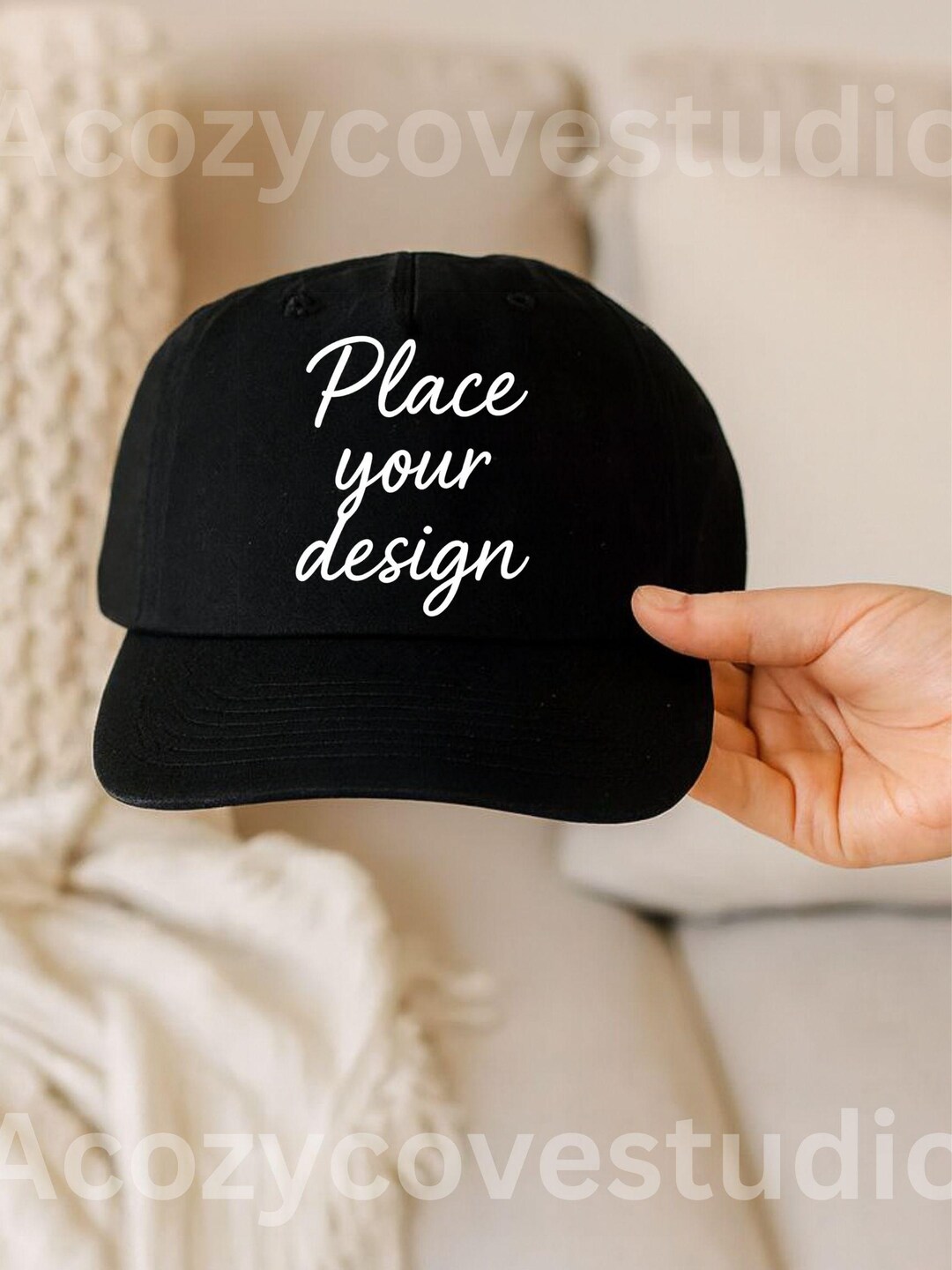 Black Hat Mockup Neutral Couch Scene Etsy Product Photo Minimal Modern ...