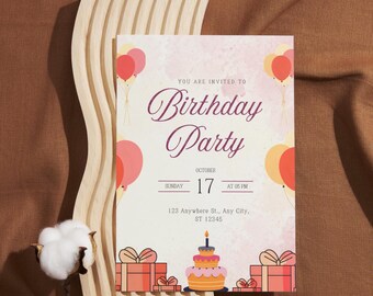 Editable Birthday Card Canva Template | Printable Digital Greeting Card ...