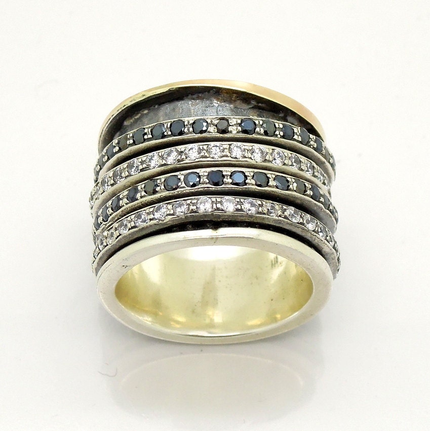 Wide Spinner Ring With Spinel & Zircon Stones - Etsy