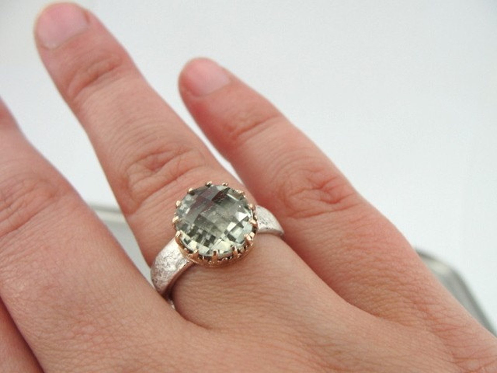 Hadas Gold Green Amethyst Ring Set in 9K Gold Filigree & 925 - Etsy