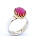 Oval Ruby Ring Set in 9K Gold Filled & a Hammered 925 Sterling Silver ...