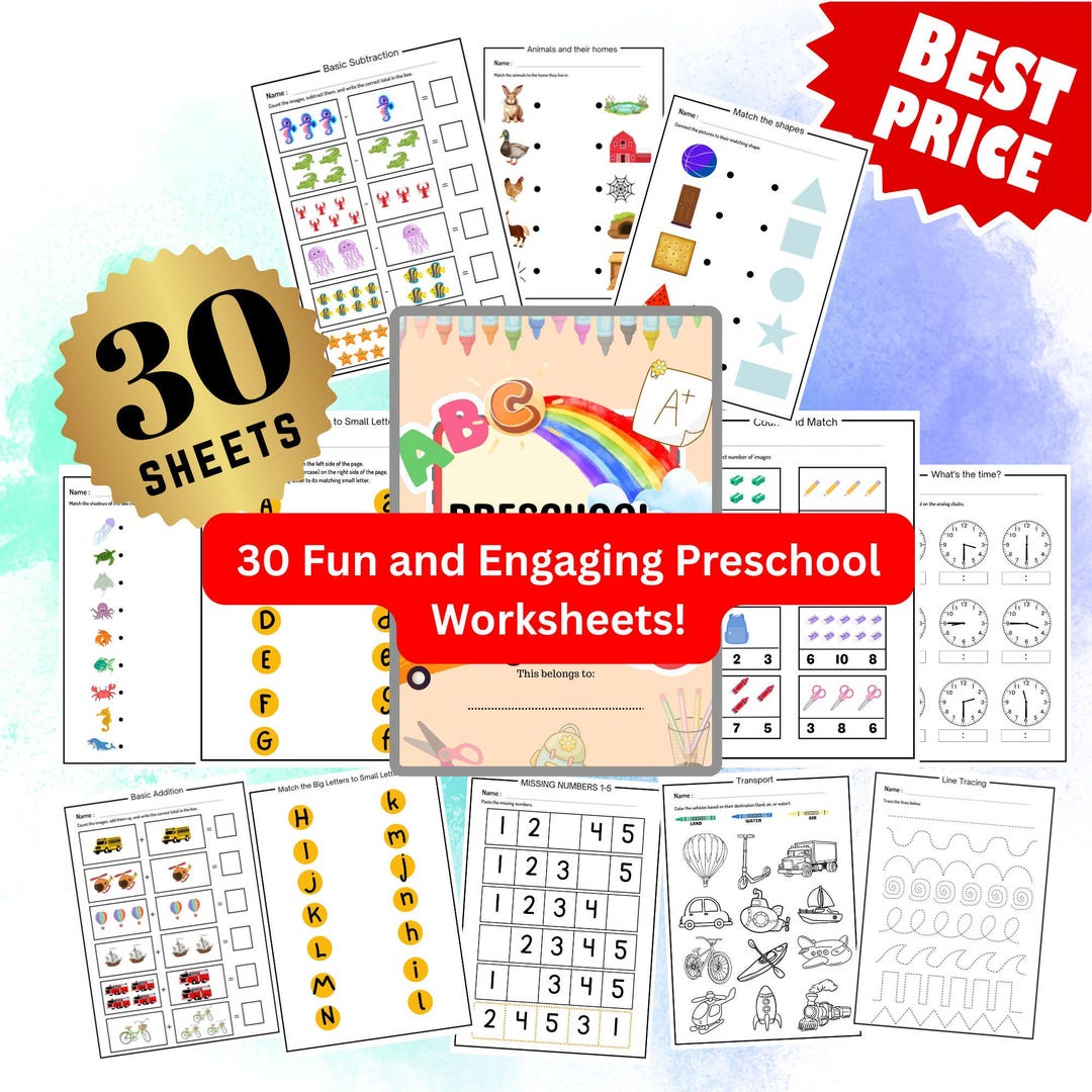 Preschool Activity Sheets, Printable Activity Sheets for Ages 3-6, Pre ...