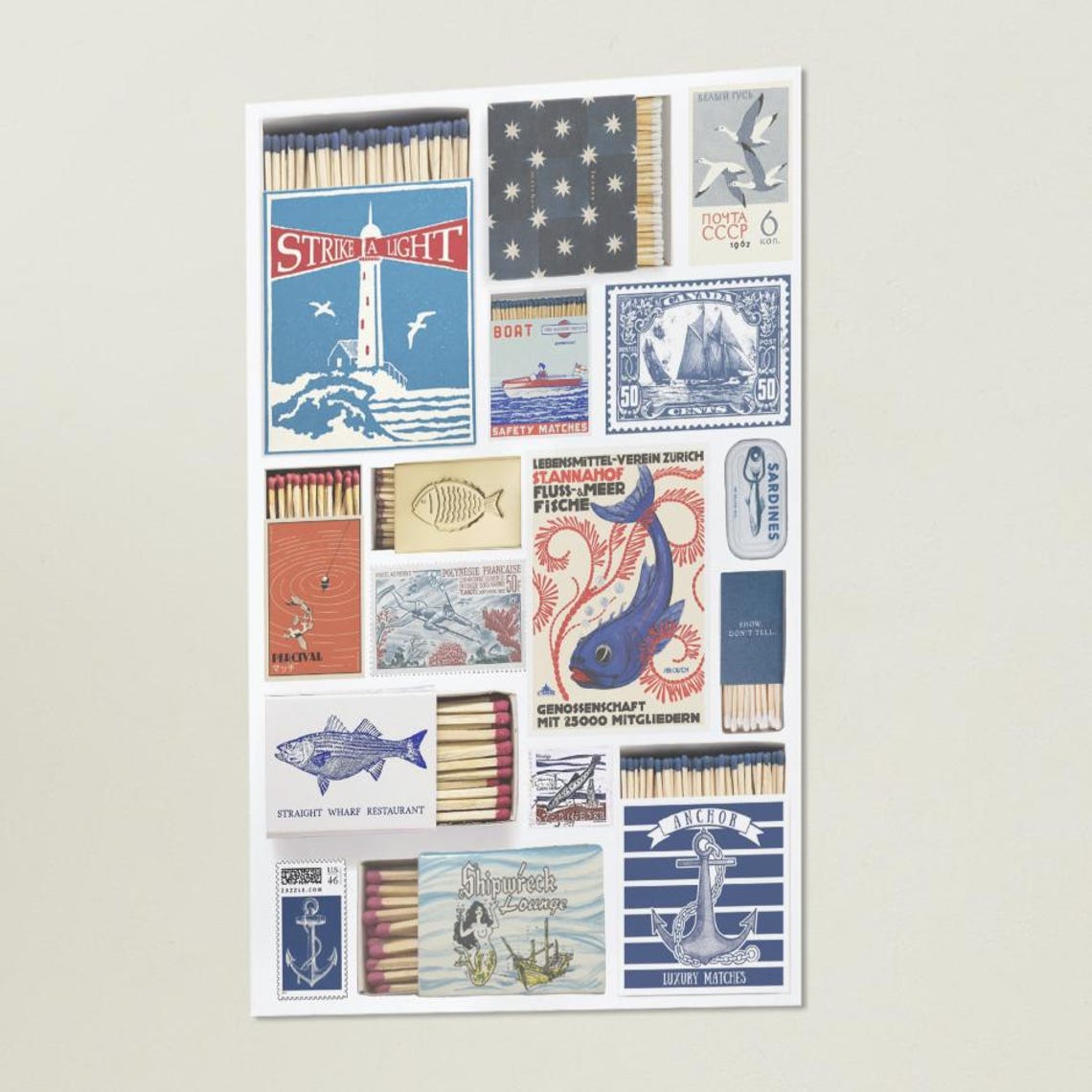 Seaside Matchstick-box Poster - Etsy